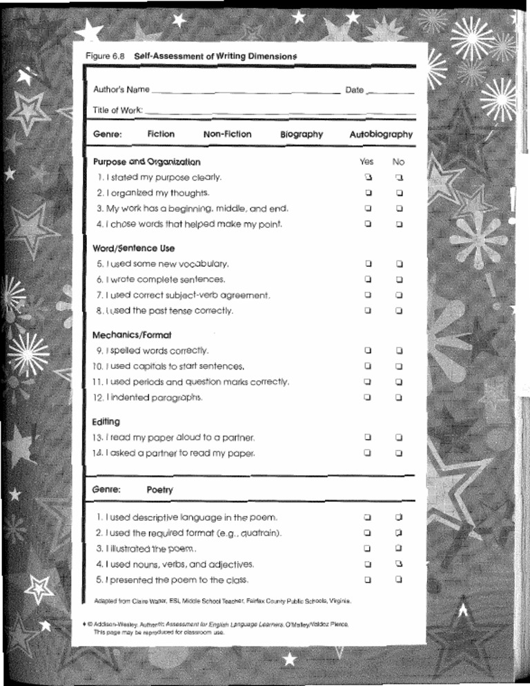 Self Assessment Writing Rubric | PDF