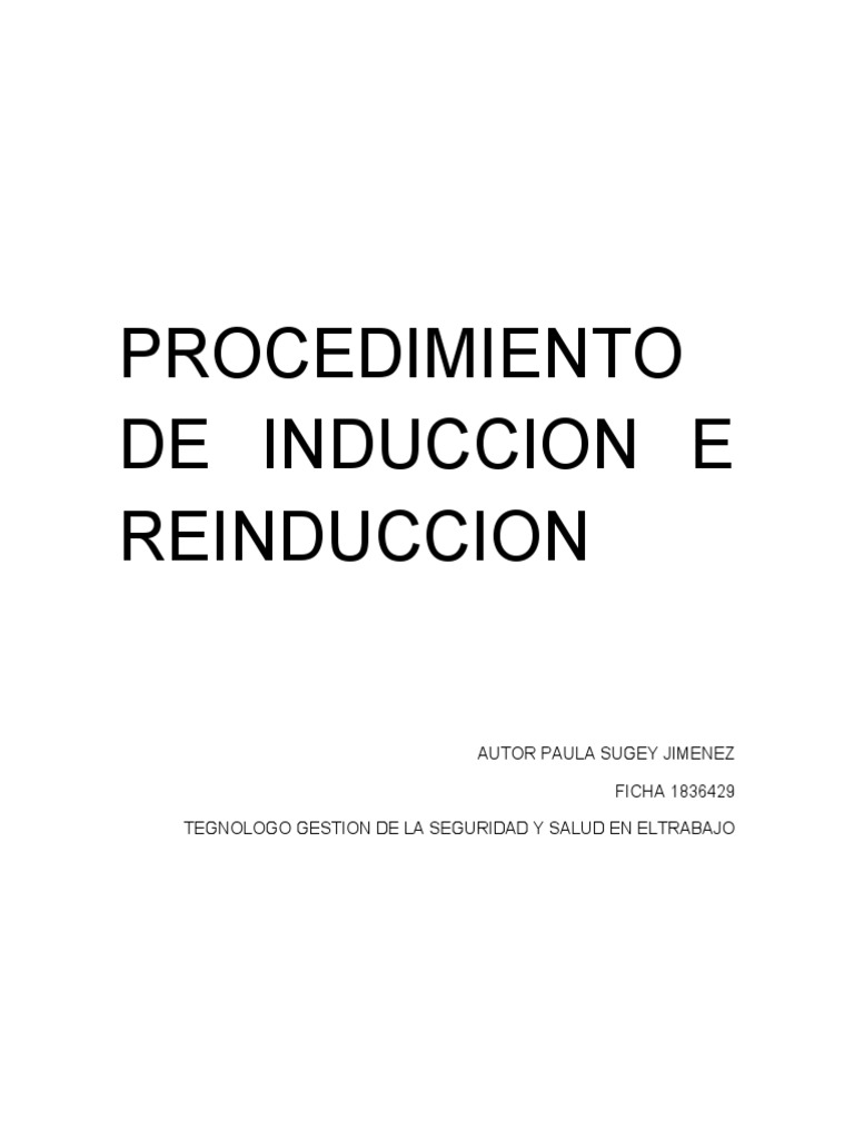 Procedimiento de Induccion e Reinduccion | PDF | Gestión de recursos humanos | Economias