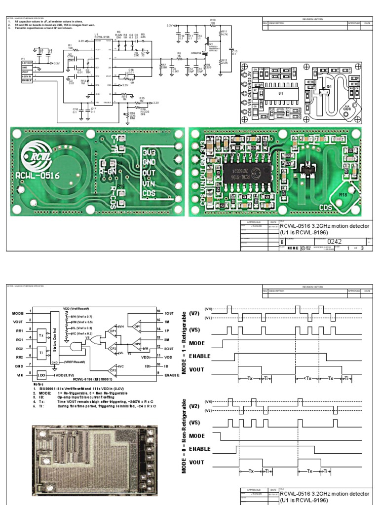 RCWL-0516 3.2GHz Motion Detector Schematic | PDF | Electromagnetism ...
