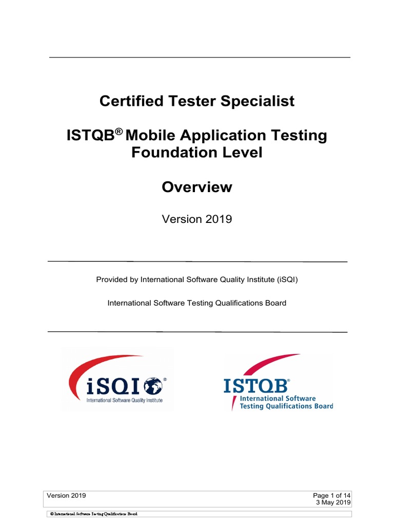 CTFL Mat Overview 2019 | PDF | Mobile App | International Software ... CTFL Mat Overview 2019 | PDF | Mobile App | International Software ...