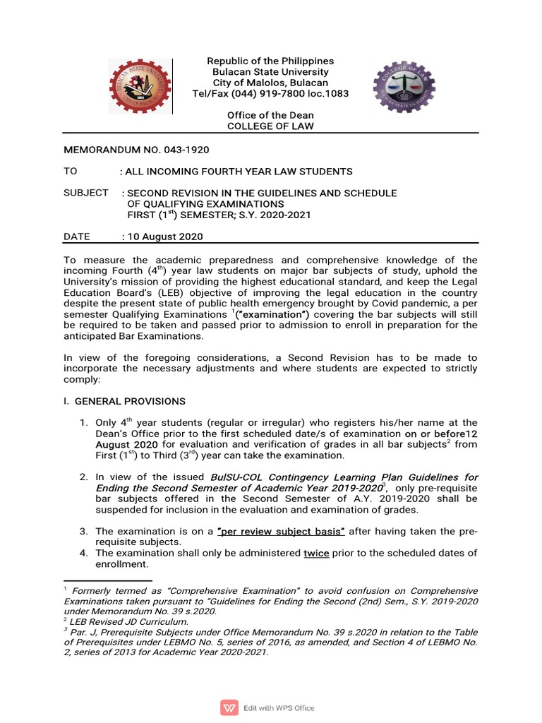 BSU REVISED COMPREHENSIVE EXAMINATION GUIDELINES Updated | PDF