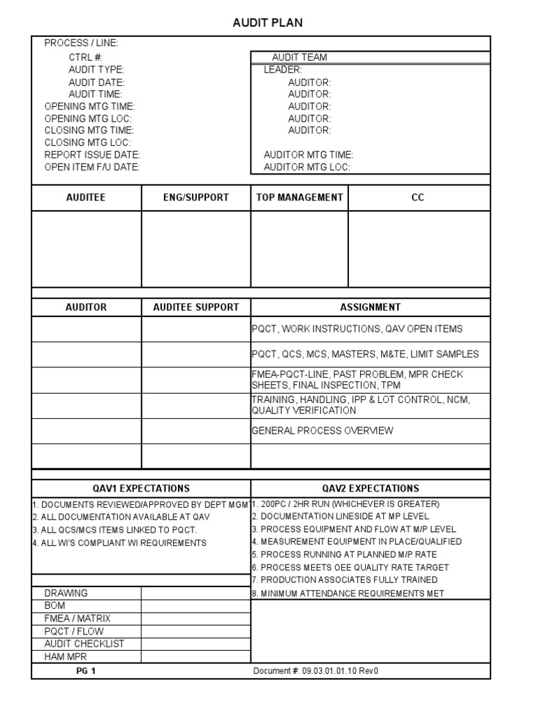 Audit Plan: Auditee Eng/Support Top Management CC | PDF | Audit ...