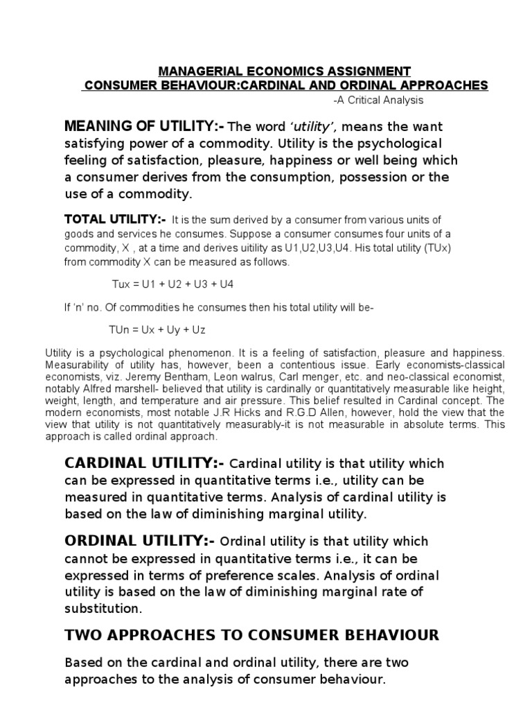 Economics: Consumer Behavior Analysis | PDF | Utility | Demand