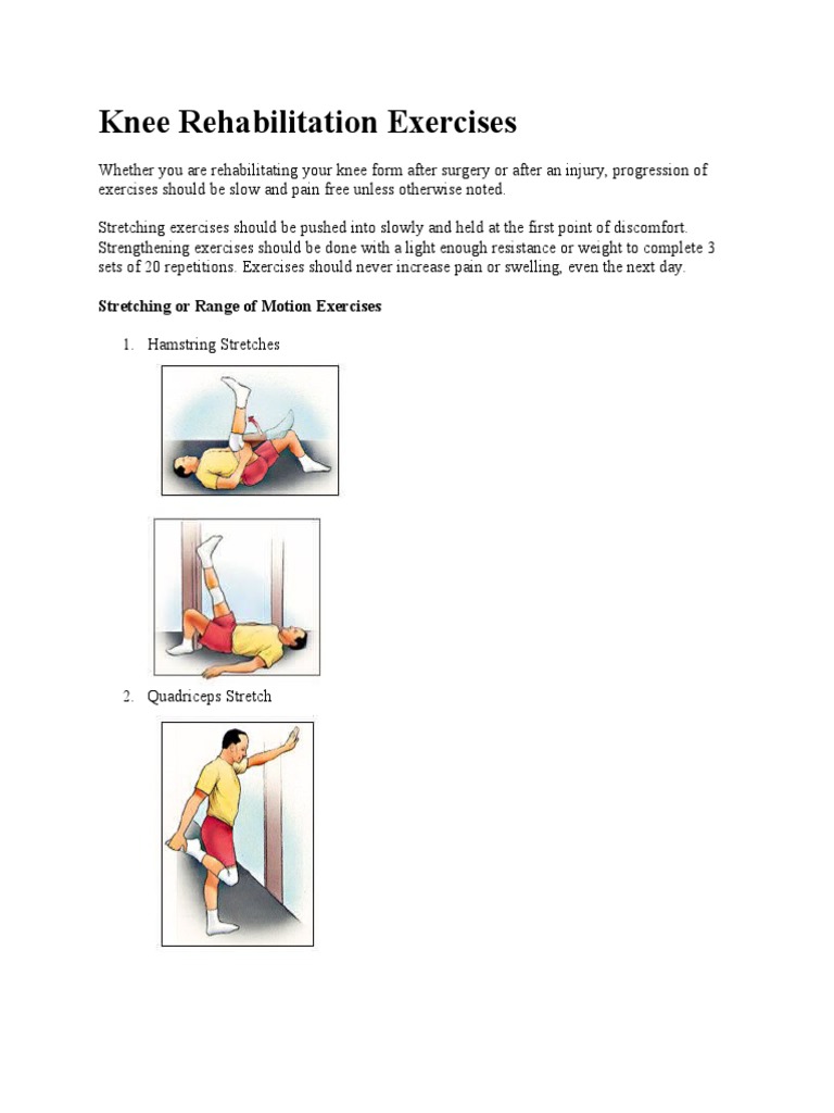 Knee Rehabilitation Exercises | PDF