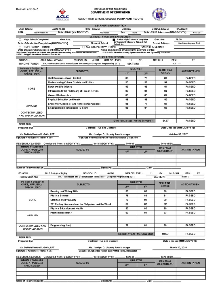 1almoradie F137 SHS PDF | PDF | Schools | Information And ...