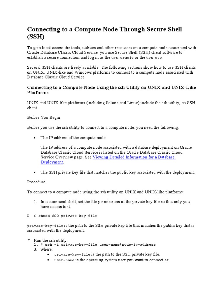 Connecting via SSH: A Guide to Accessing Compute Nodes in Oracle Database Classic Cloud Service ...