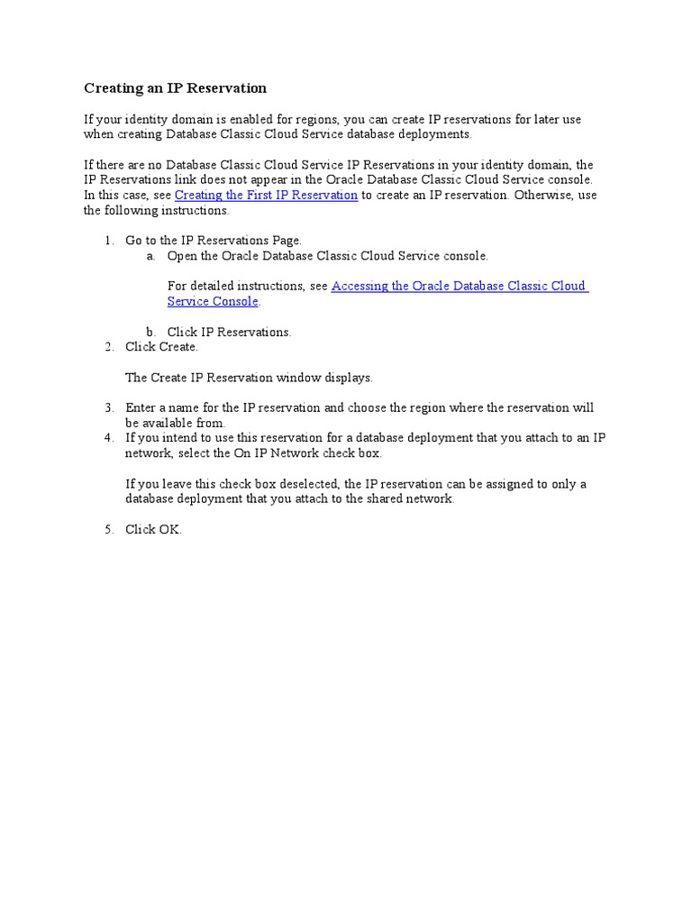 Creating An IP Reservation | PDF