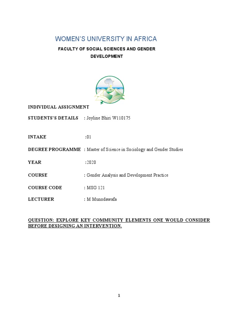 Women'S University in Africa: Faculty of Social Sciences and Gender ...