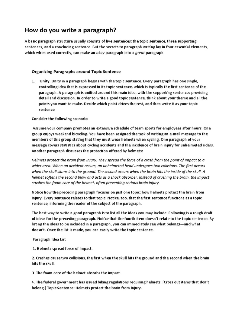 Essential Elements of Effective Paragraph Writing: Organization ...