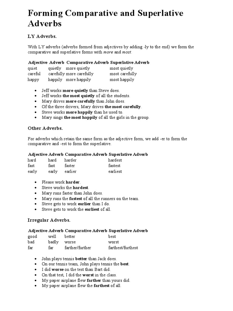 Forming Comparative and Superlative Adverbs | PDF | Adverb | Adjective