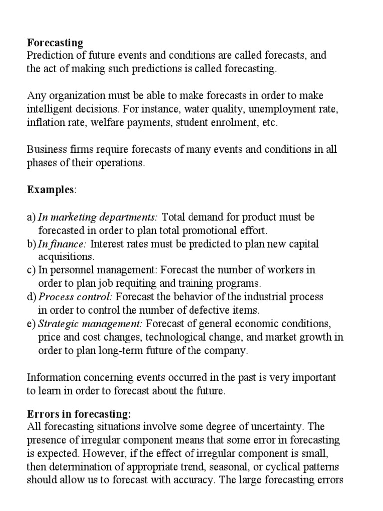 Forecasting Errors | PDF | Forecasting | Mean Squared Error