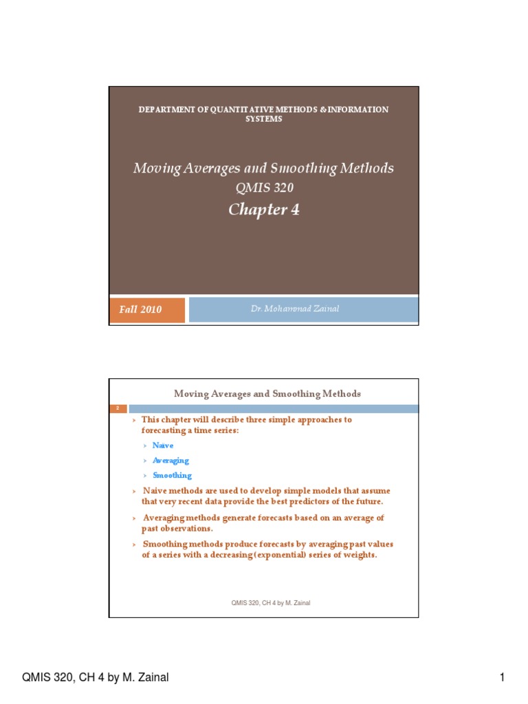 Moving Averages and Smoothing Methods PDF | PDF | Forecasting | Moving Average