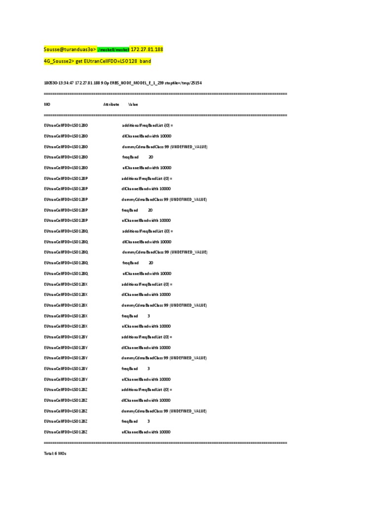 Moshell Lte Commande | PDF | Computer Data | Computing