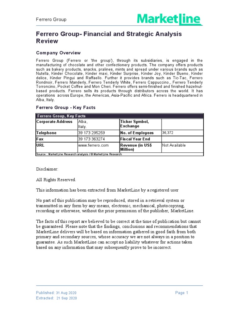 Ferrero Group-Financial and Strategic Analysis Review: Company Overview ...