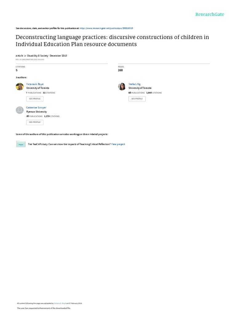 Deconstructing Language Practices: Discursive Constructions of Children ...