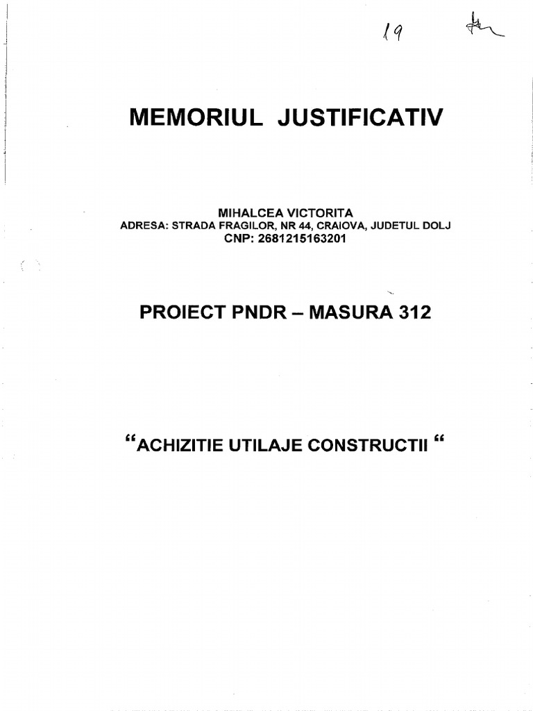 Memoriu Justificativ | PDF