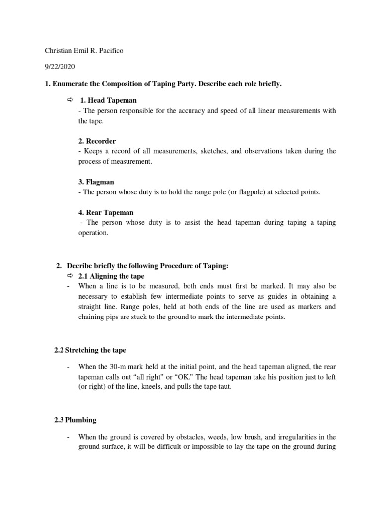 Enumerate The Composition of Taping Party. Describe Each Role Briefly | PDF | Nature