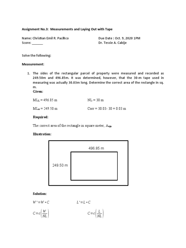 Assignment No. 3 Measurement and Laying Out Corrections | PDF