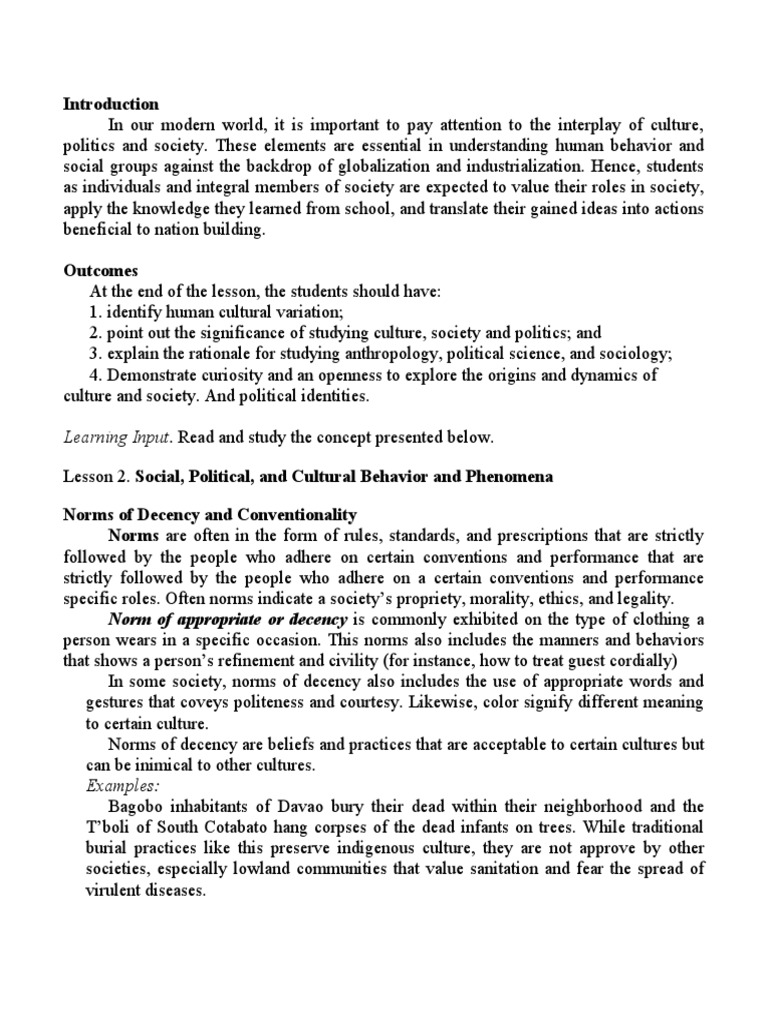 L2 Social, Political, and Cultural Behavior and Phenomena | PDF ...