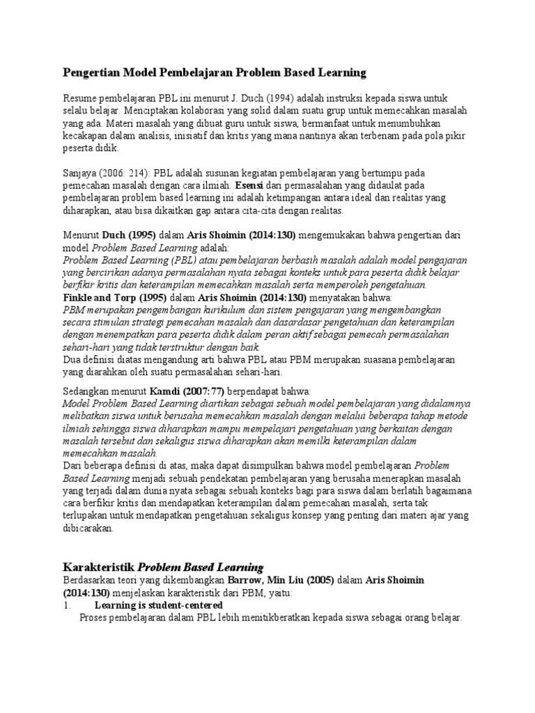 Pengertian Model Pembelajaran Problem Based Learning | PDF