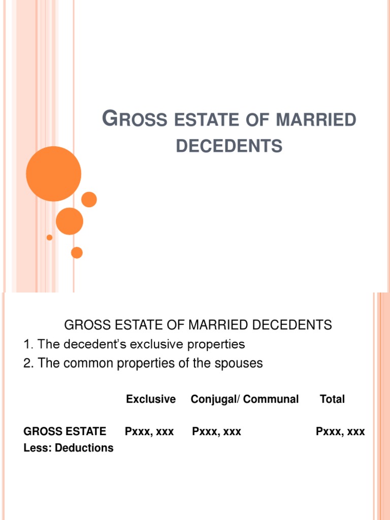 Married Decedents' Gross Estate Guide | PDF | Property | Marriage