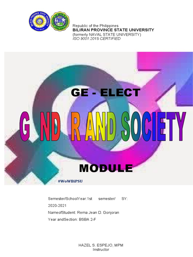 GE ELECT Gender and Society-Module 1 | PDF | Gender | Gender Studies
