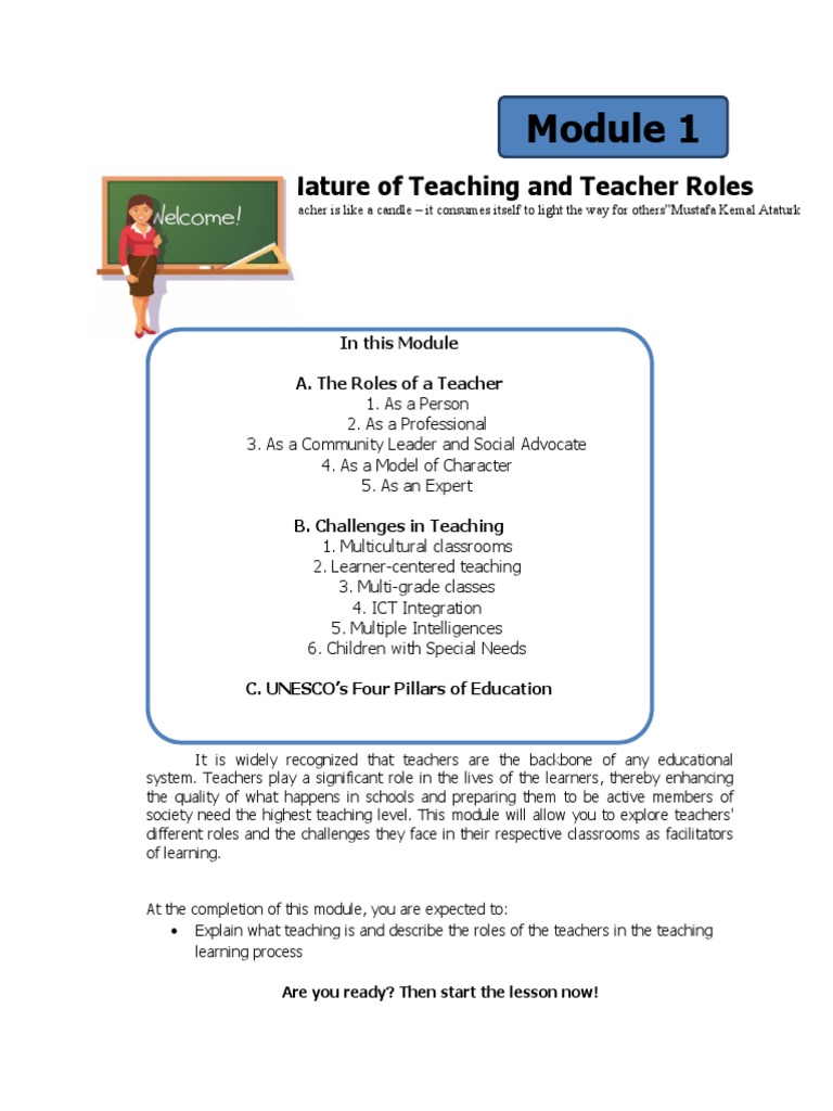 Nature of Teaching and Teacher Roles | PDF | Teachers | Educational ...