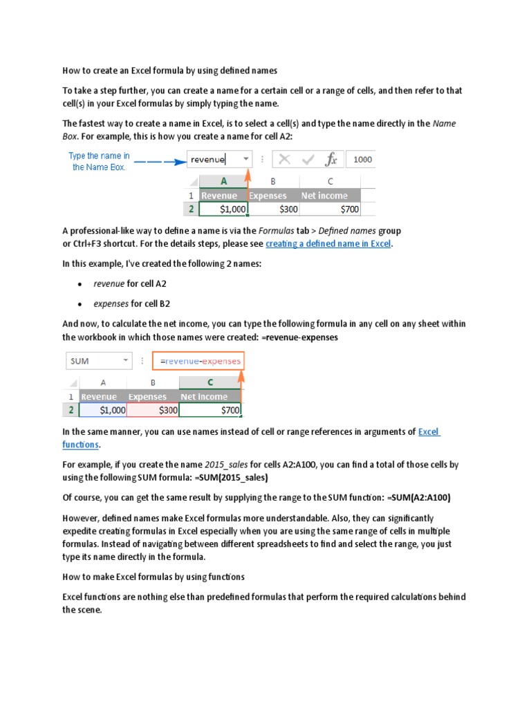 Formula By Using Defined Names Pdf Microsoft Excel Function Mathematics 