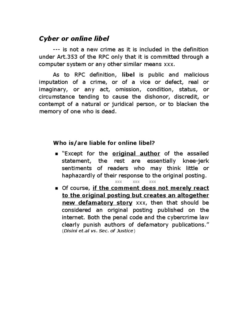 Cyber or Online Libel | PDF