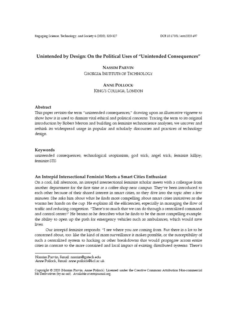 Unintended by Design: On The Political Uses of "Unintended Consequences ...
