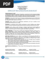 Barangay Resolution Sample | PDF | Government