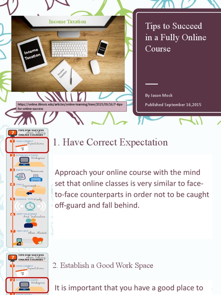Tips To Succed in Fully Online Course | PDF | Educational Technology ...
