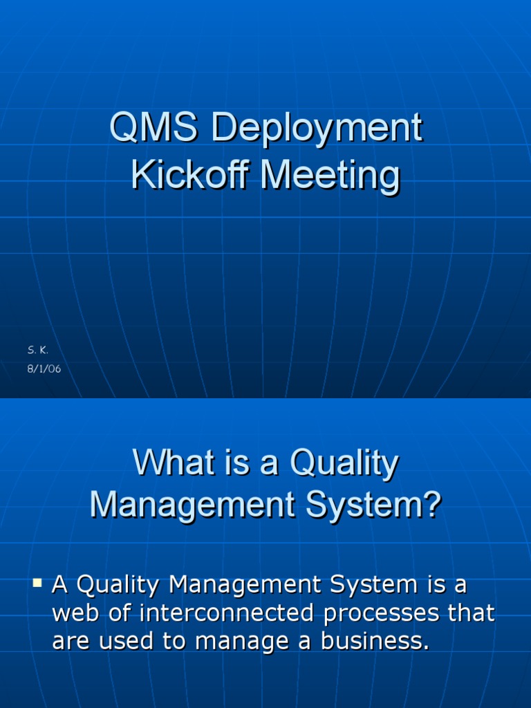 QMS Deployment Kickoff Cove | PDF | Quality Management System | Iso 9000