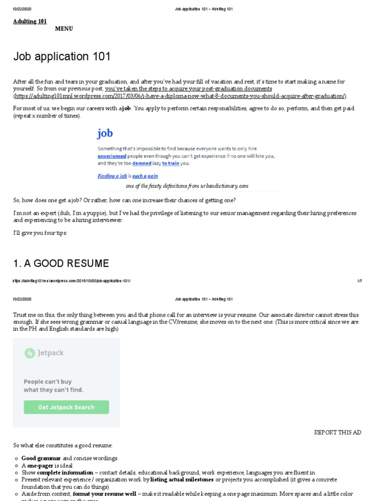 Job Application 101 - Adulting 101 | PDF | Résumé | Job Interview