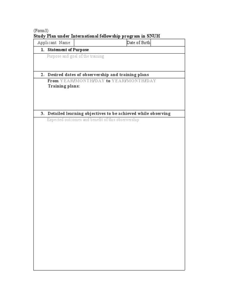 SNUH International Fellowship Study Plan | PDF