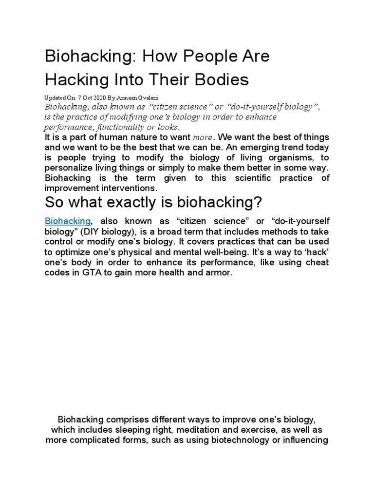 Biohacking How People Are Hacking Into Their Bodies | PDF | Circadian ...