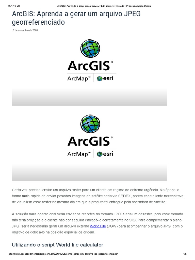 ArcGIS - Aprenda A Gerar Um Arquivo JPEG Georreferenciado ...
