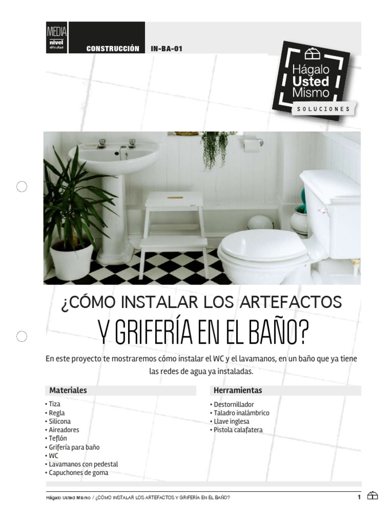 IN BA 01 Como Instalar Los Artefactos y Griferia en El Bano | Descargar gratis PDF | Tap ...