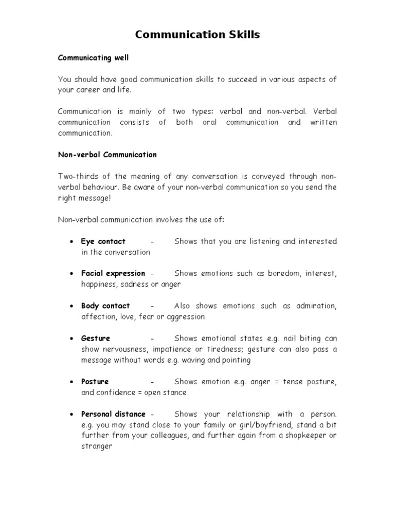 Communication Skills: Communicating Well | PDF | Nonverbal ...