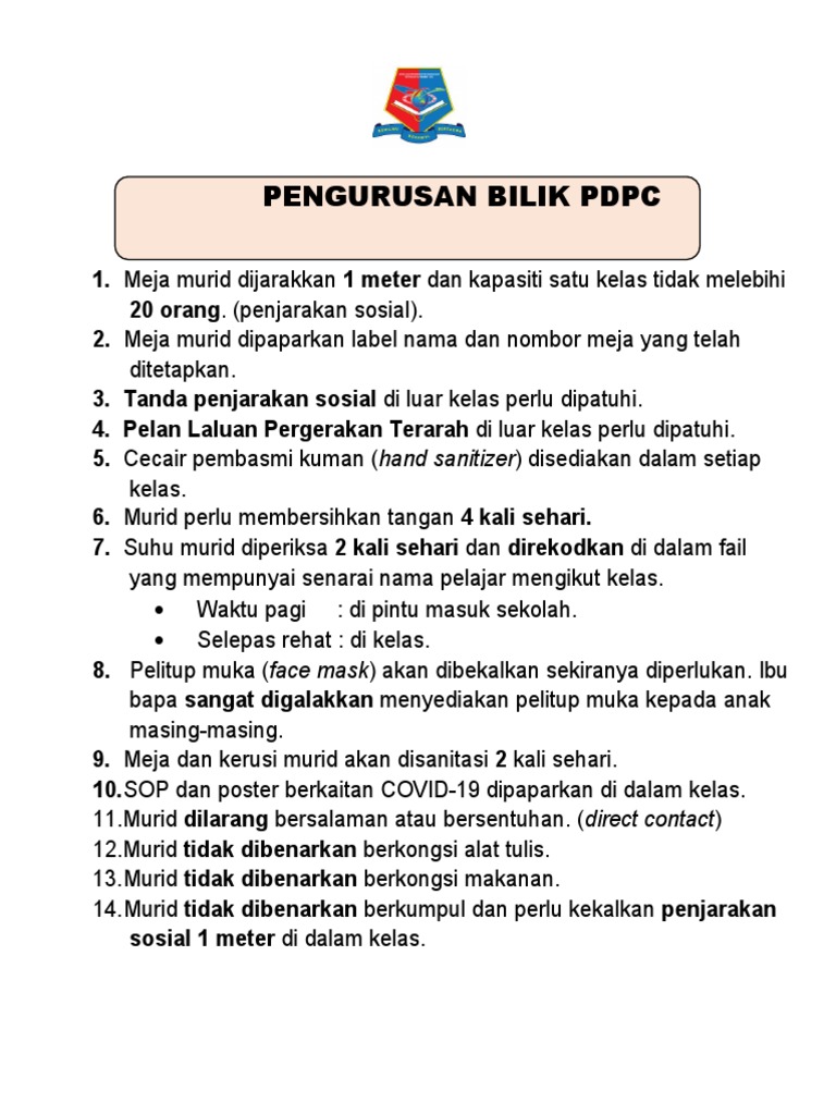 SOP PENGURUSAN BILIK PDPC-word | PDF
