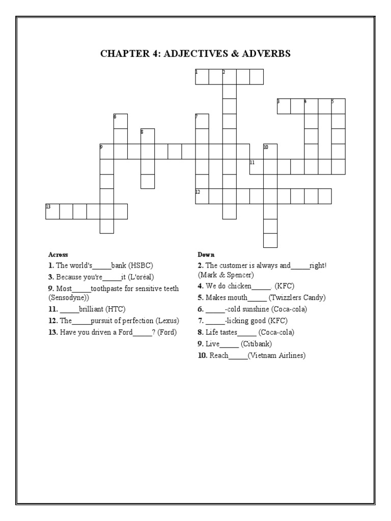 Chapter 4: Adjectives & Adverbs: (Mark & Spencer) | PDF | Syntactic ...