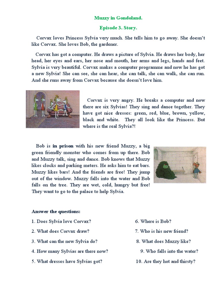 Muzzy in Gondoland. Episode 3. Story.: Answer The Questions | PDF