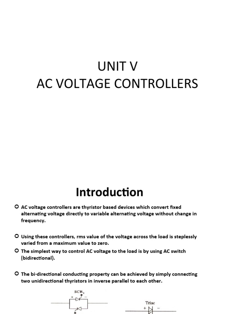 Unit V Ac Voltage Controllers | PDF | Alternating Current | Rectifier