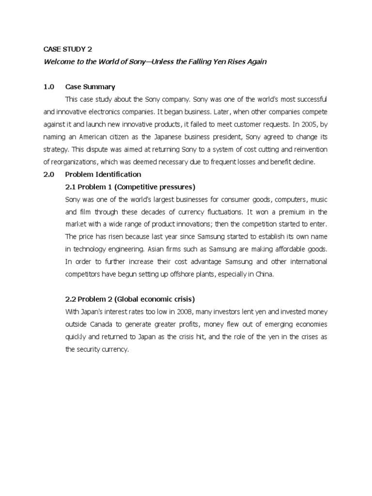 Issue CASE STUDY | PDF | Sony | Competition
