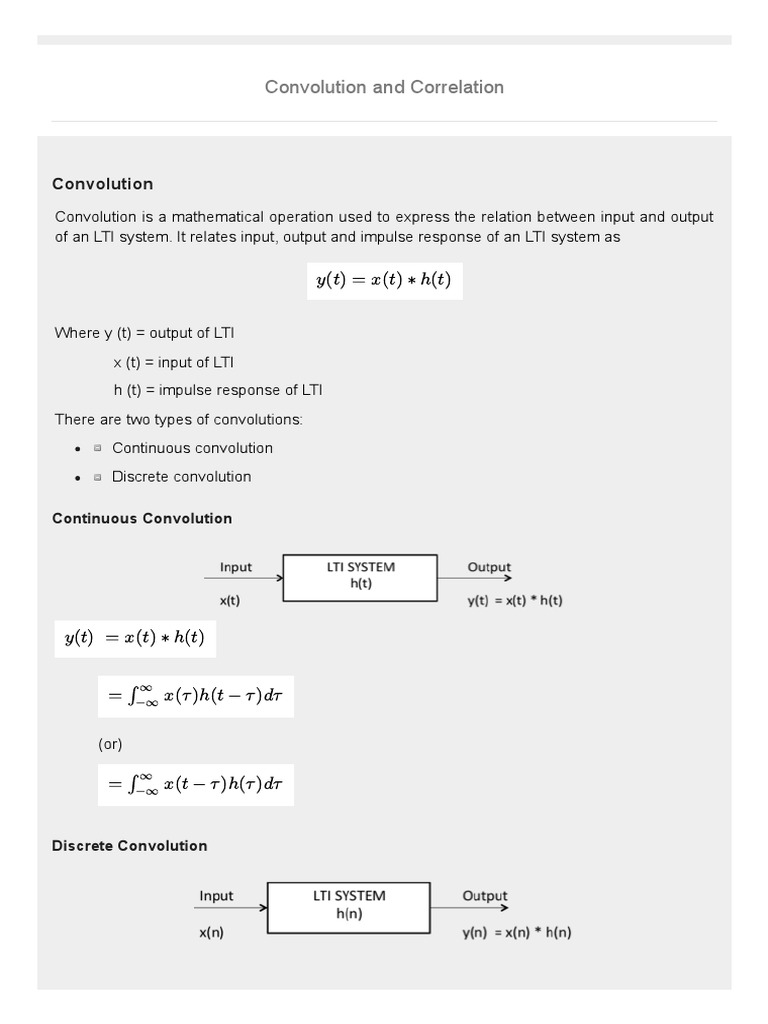 Convolution and Correlation | PDF | Spectral Density | Convolution