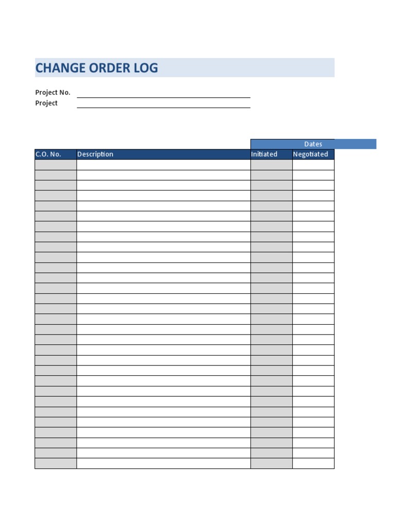 Change Order Log Template Guide | PDF | Technology & Engineering
