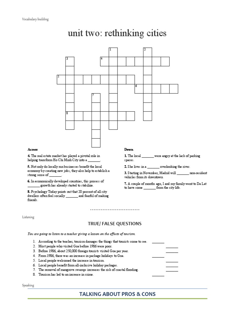 Rethinking Urban Spaces: Vocabulary Unit | PDF | Tourism | Economies