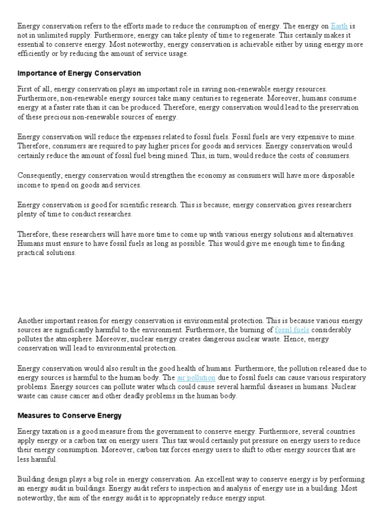 Importance of Energy Conservation: Earth | PDF | Energy Conservation ...