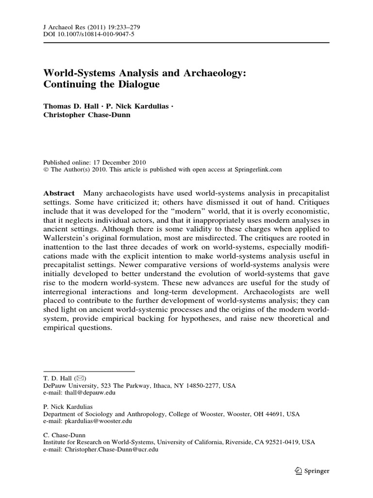 World-Systems Analysis and Archaeology: Continuing The Dialogue | PDF ...