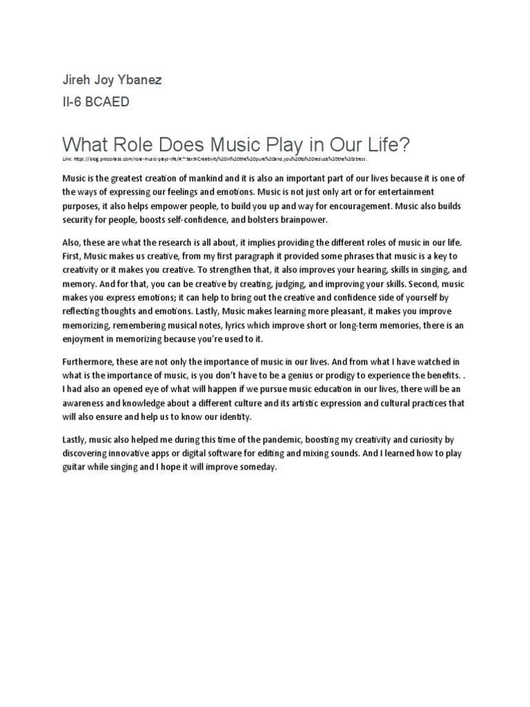 What Role Does Music Play in Our Life | PDF